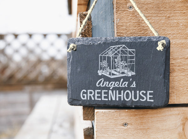 Personalised Green House Slate Hanging Sign