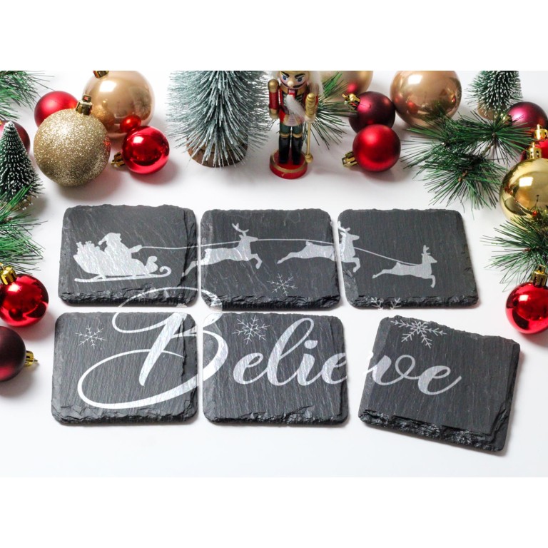 Hand Made Welsh Slalte Chritmas Coasters
