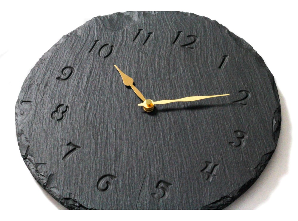 Slate Wall Clocks : Welsh Slate Wall Clock | Deep Engraved With Numbers ...