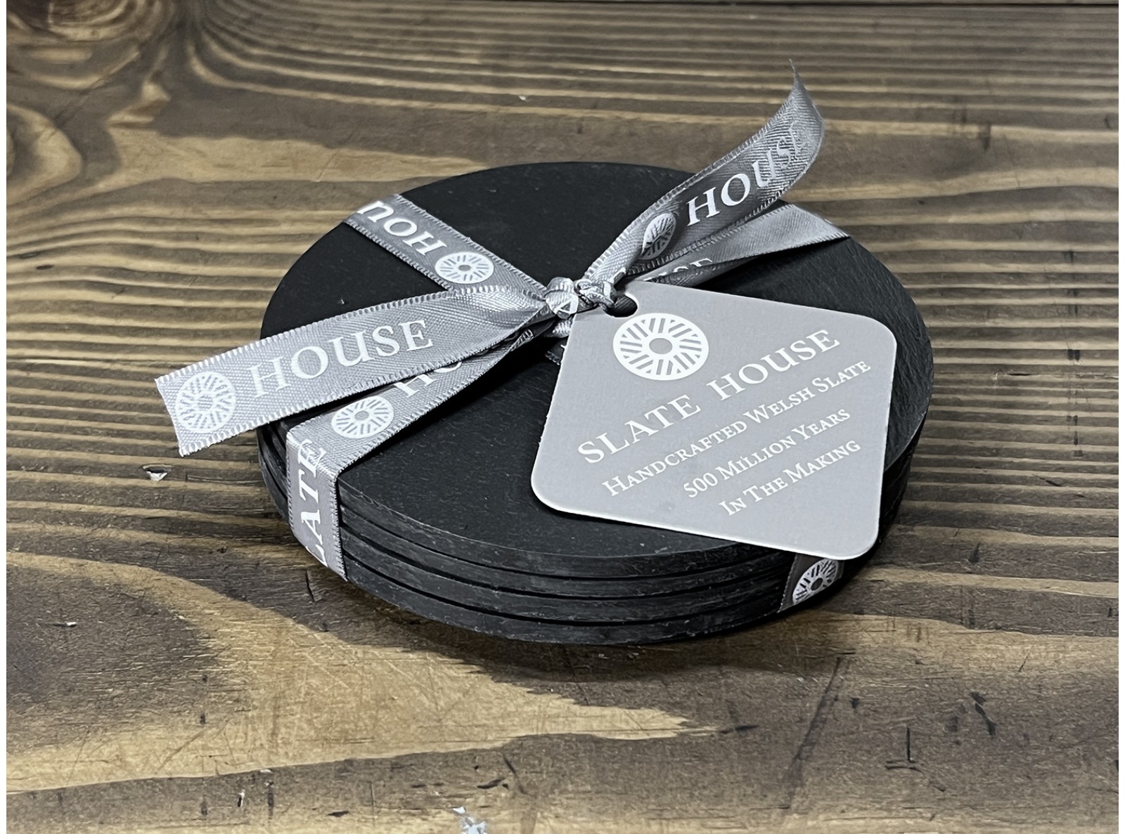 Slate Coasters : 4 x 110mm Round Welsh Slate Coasters
