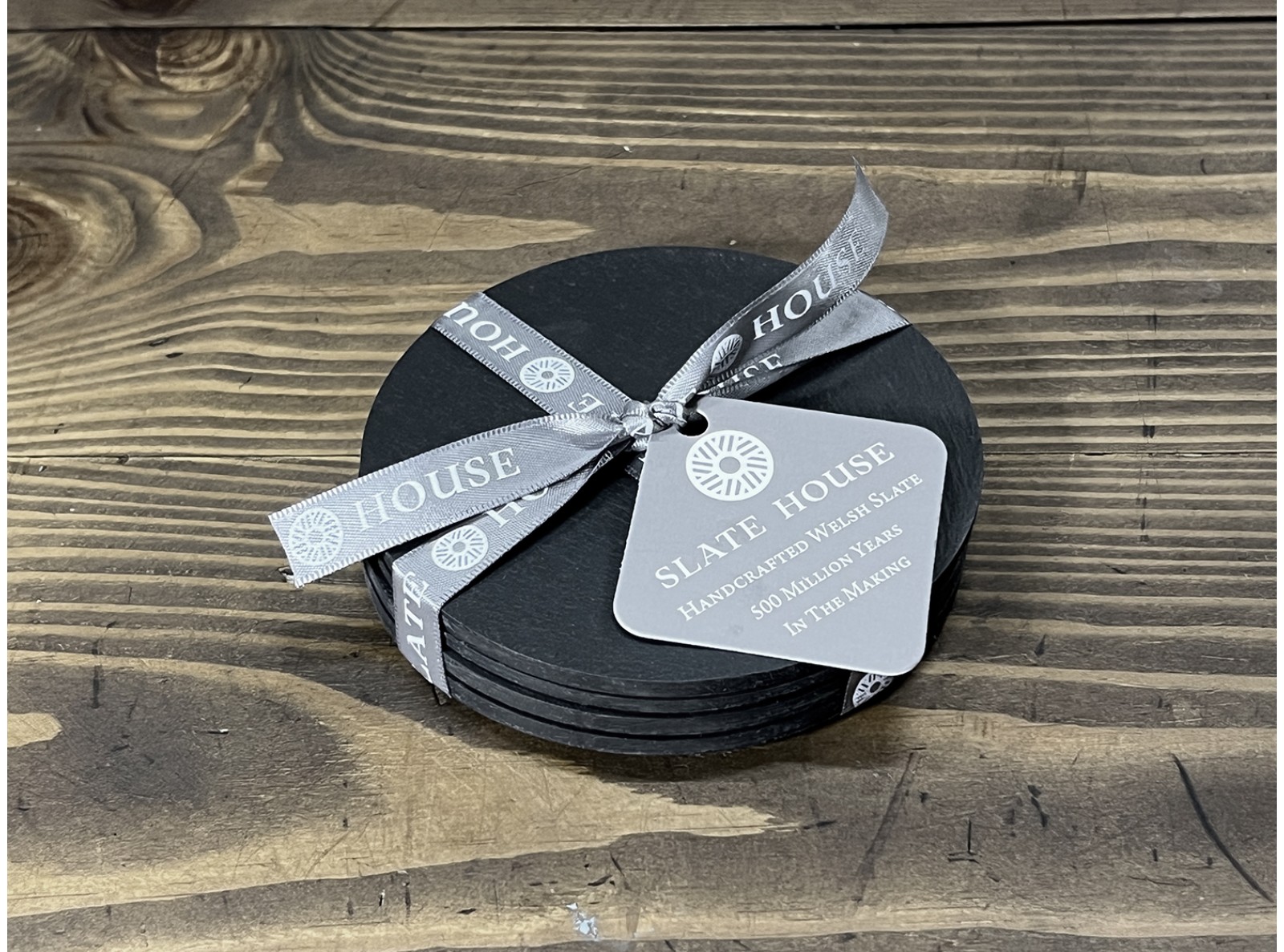Slate Coasters : 4 x 110mm Round Welsh Slate Coasters