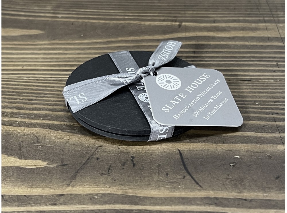 2 x 85mm Round Welsh Slate Coasters