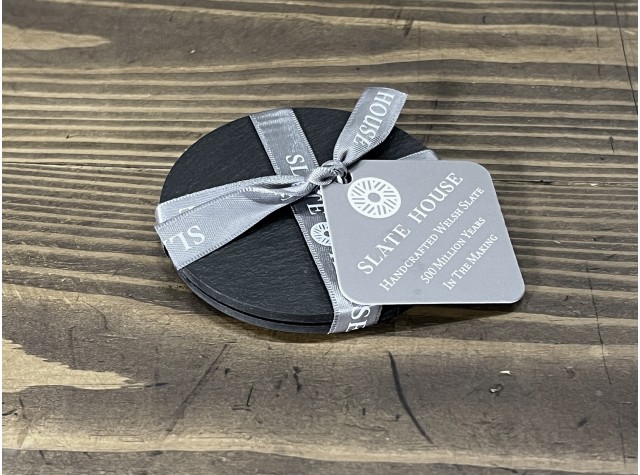 Slate Coasters : 2 x 85mm Round Welsh Slate Coasters