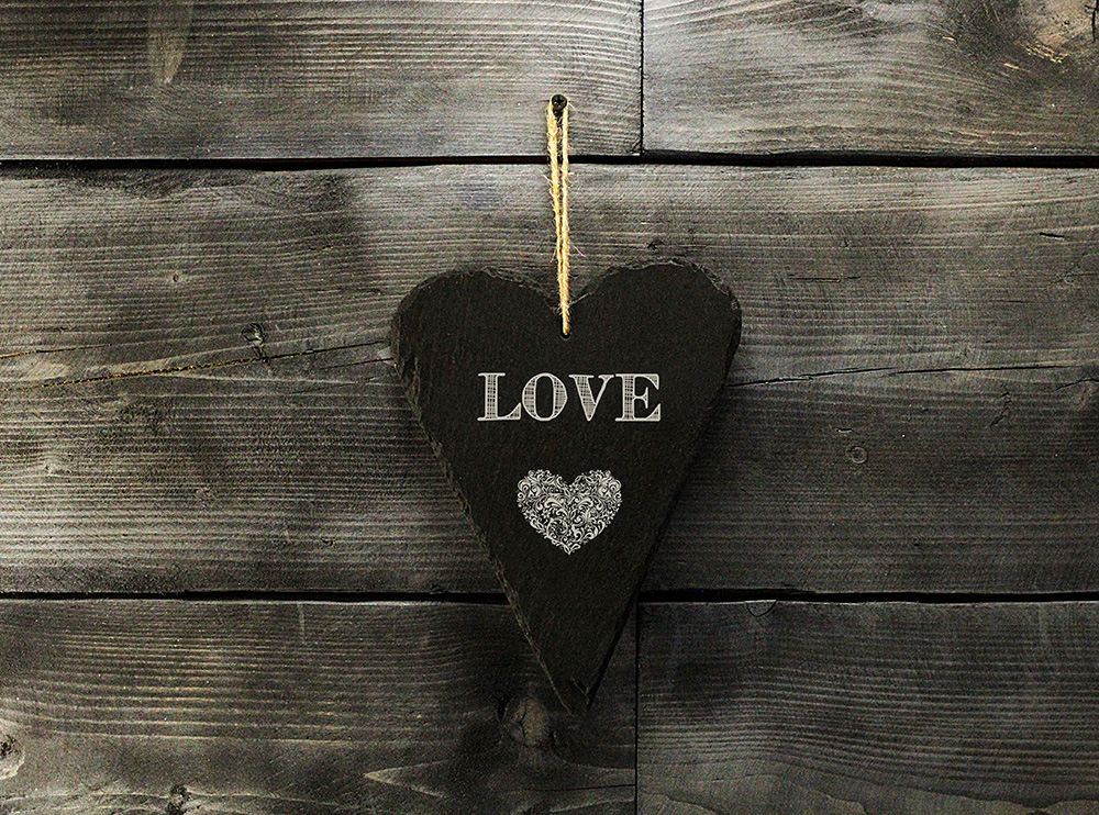 Slate Hanging Signs : Love Large Slate Heart | Slate House