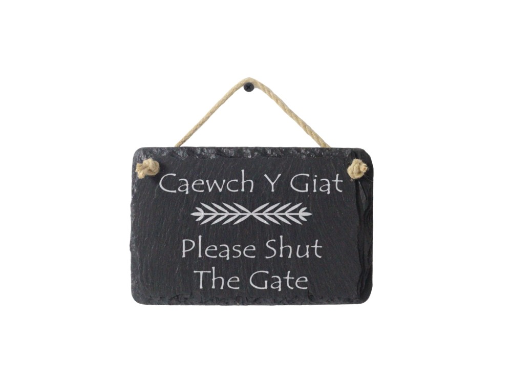 Please shut the gate Welsh Slate hanging sign | Slate House