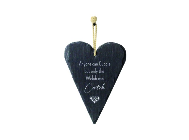 Slate Hanging Signs : Only The Welsh Can Cwtch Large Slate Heart ...