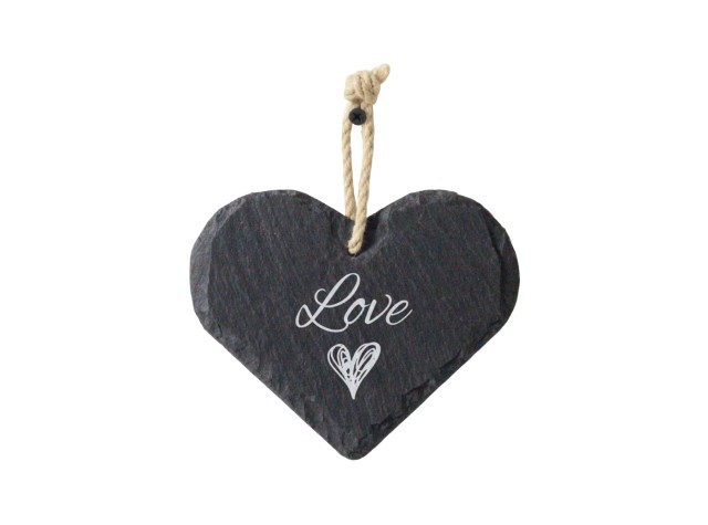 Slate Hanging Signs : Medium Welsh slate heart 'Love' | Slate House