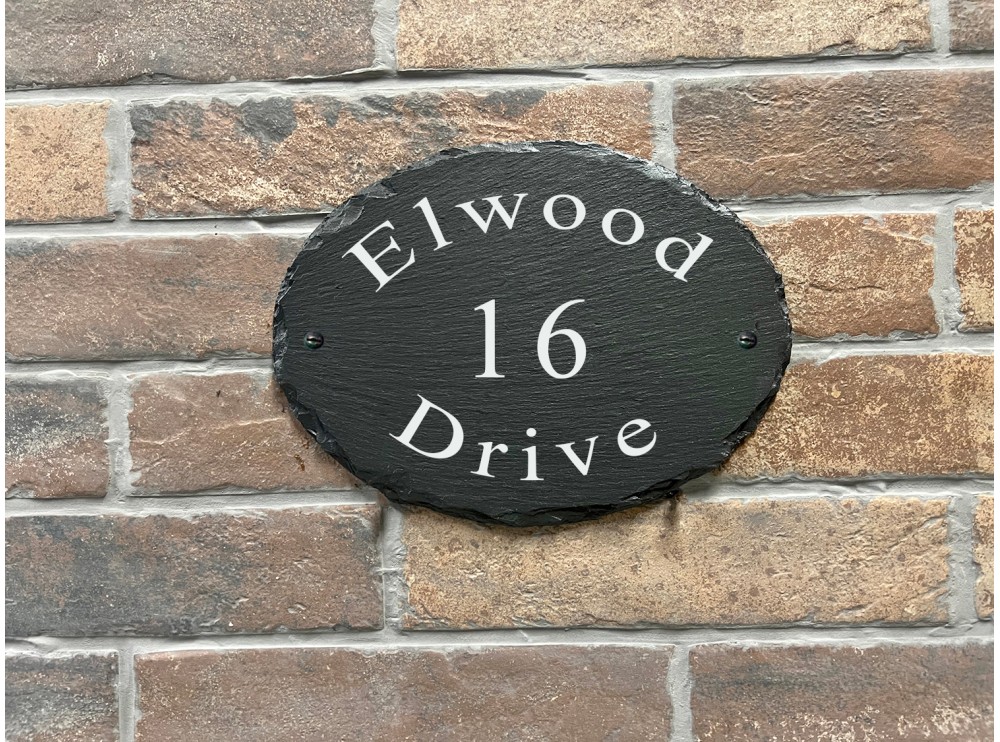 Laser engraved Welsh slate house sign