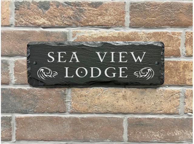Laser engraved Welsh slate house sign