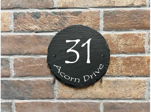 Laser engraved Welsh slate house sign
