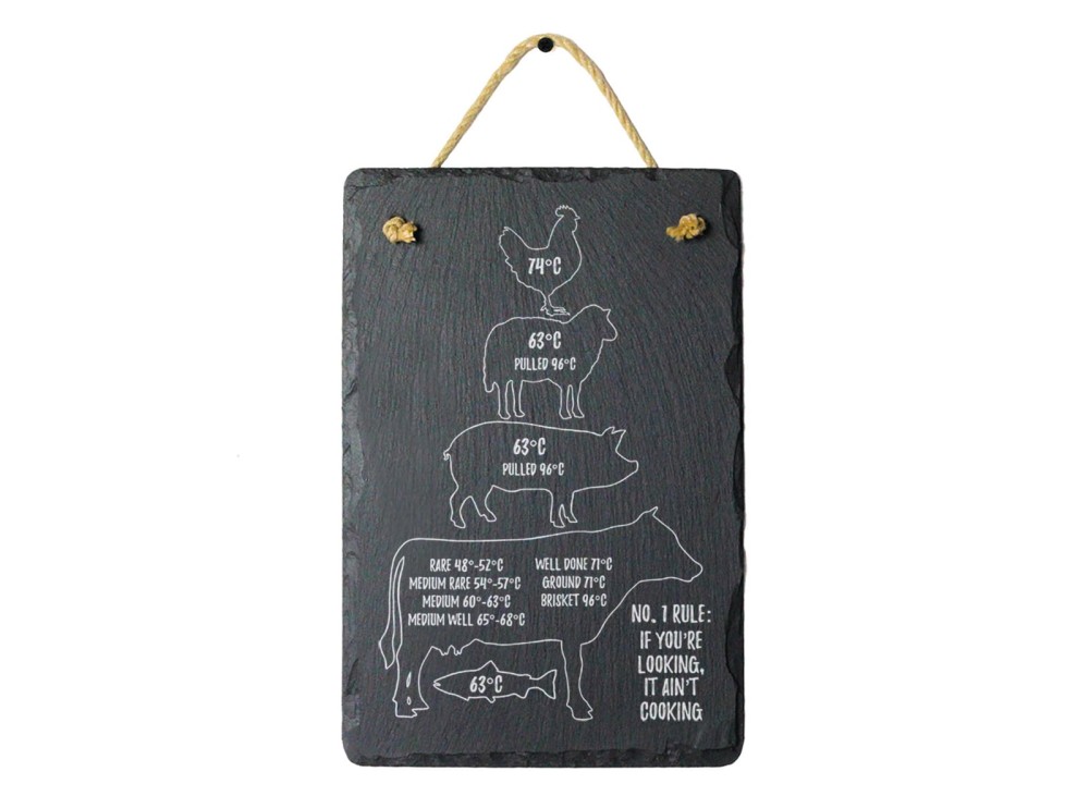 BBQ Signs : BBQ Meat Temperature Welsh Slate Board | BBQ Gifts | Slate ...