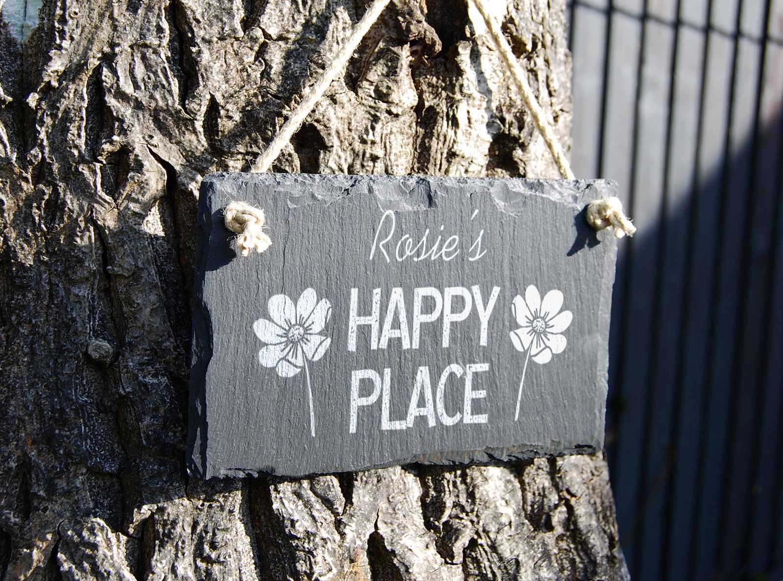 Personalised Happy Place Slate Garden Sign | Garden Gifts | Slate House